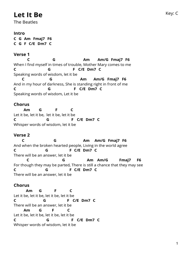 Let It Be | PDF | The Beatles Songs | Songs Written