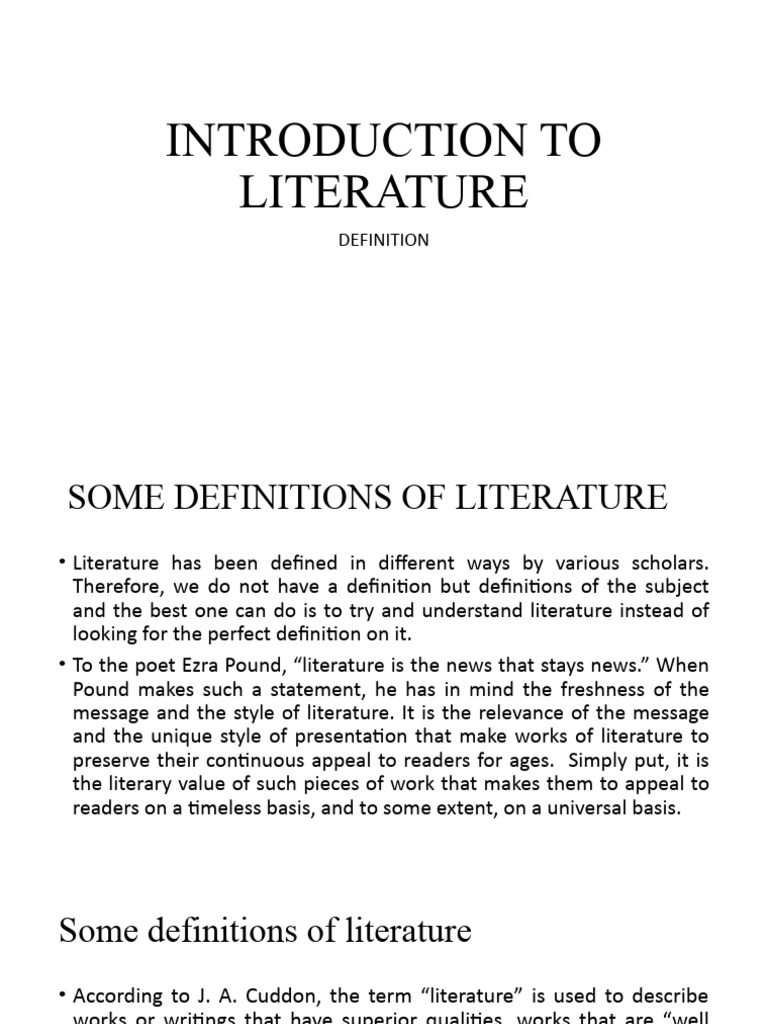 Introduction To Literature | PDF | Poetry | Metre (Poetry)