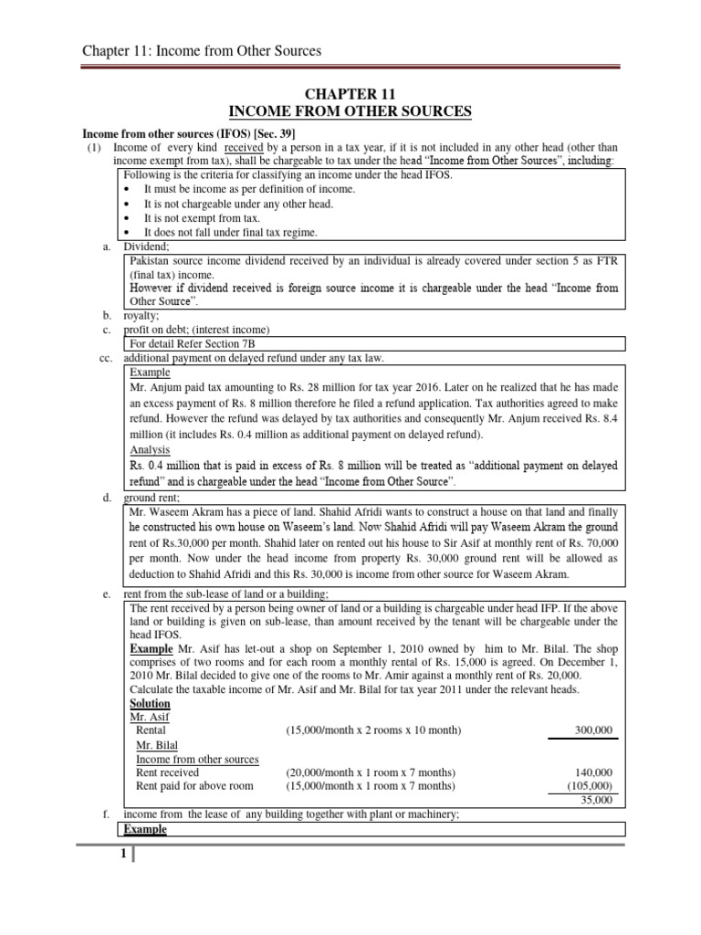 Chapter 11. Income From Other Sources - Locked | PDF | Expense | Tax Deduction