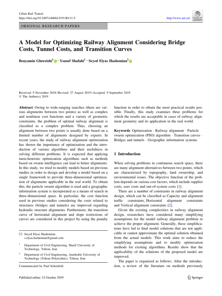 A Model for Optimizing Railway Alignment | Download Free PDF | Mathematical Optimization | Rail ...