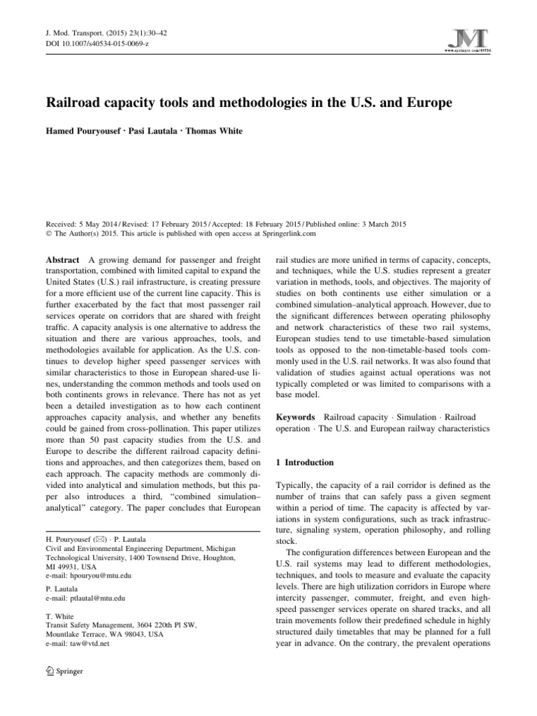 Railroad Capacity Tools and Methodologie | PDF | Simulation | Train