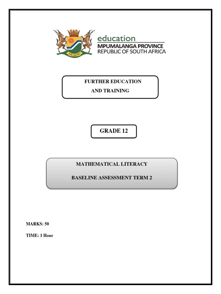 Grade 12 Maths Literacy Term 2 Assessment | PDF | Area | Length