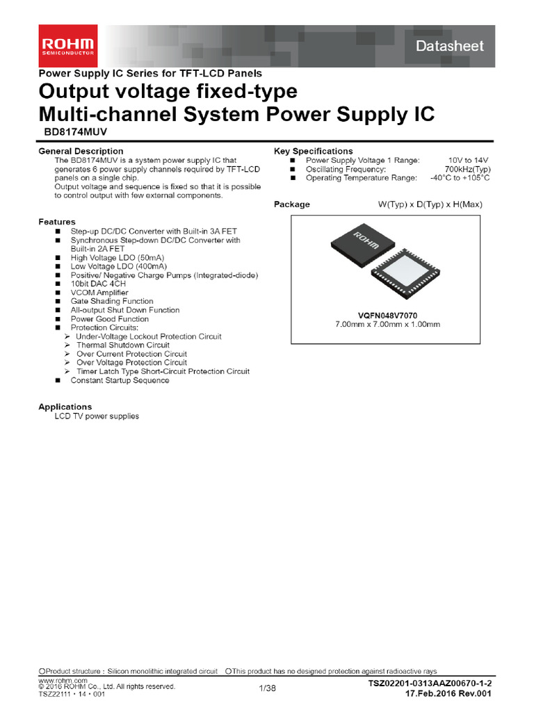 Folha de Dados BD8174MU | PDF