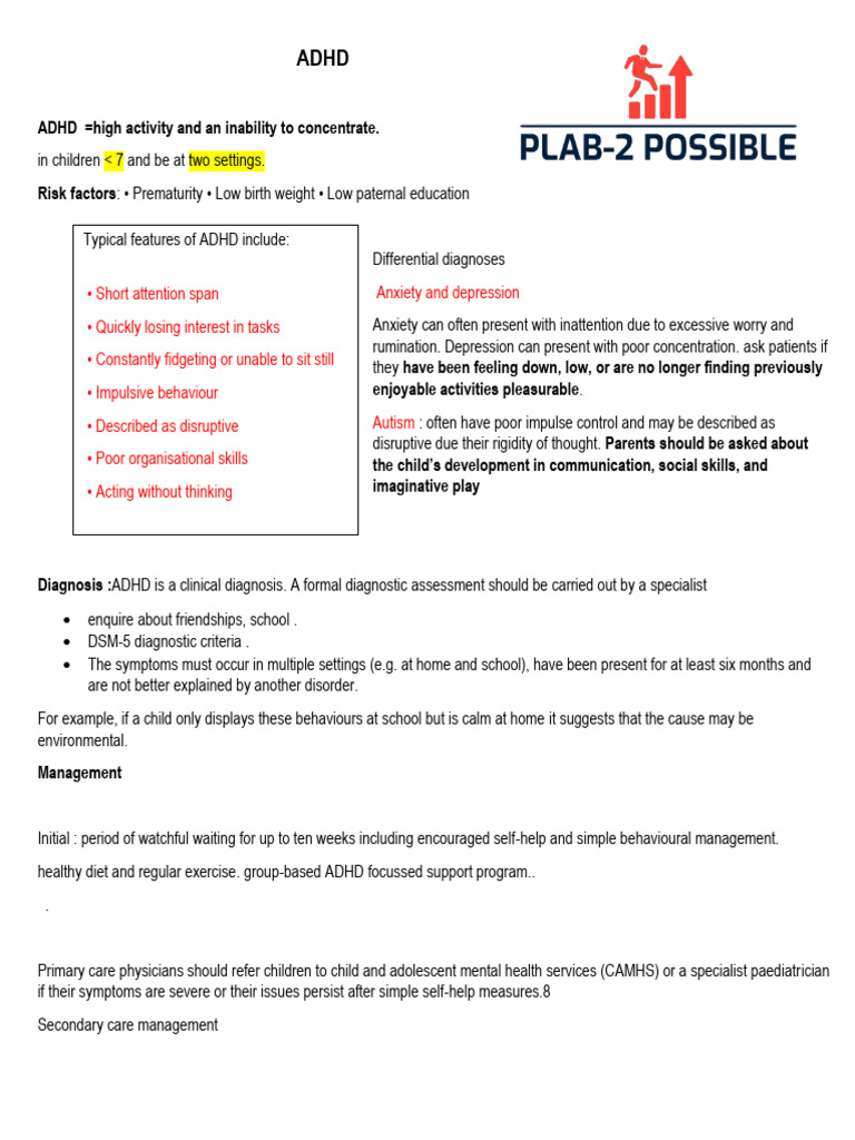 ADHD Notes Ukmal | PDF