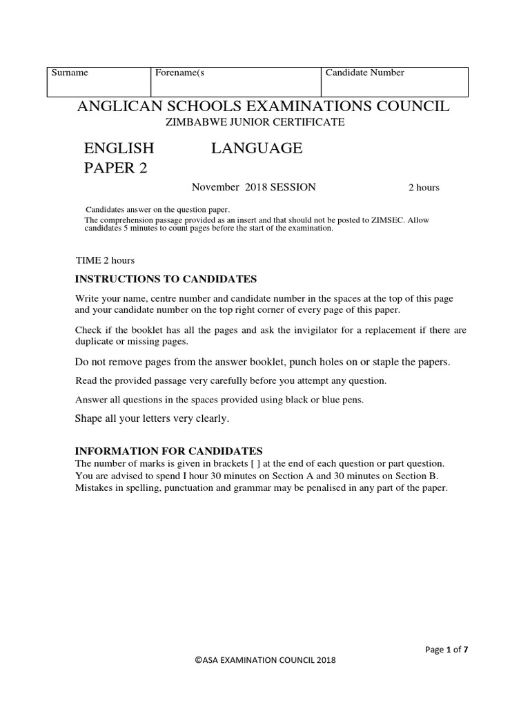 ASA_English_II_QNS | PDF