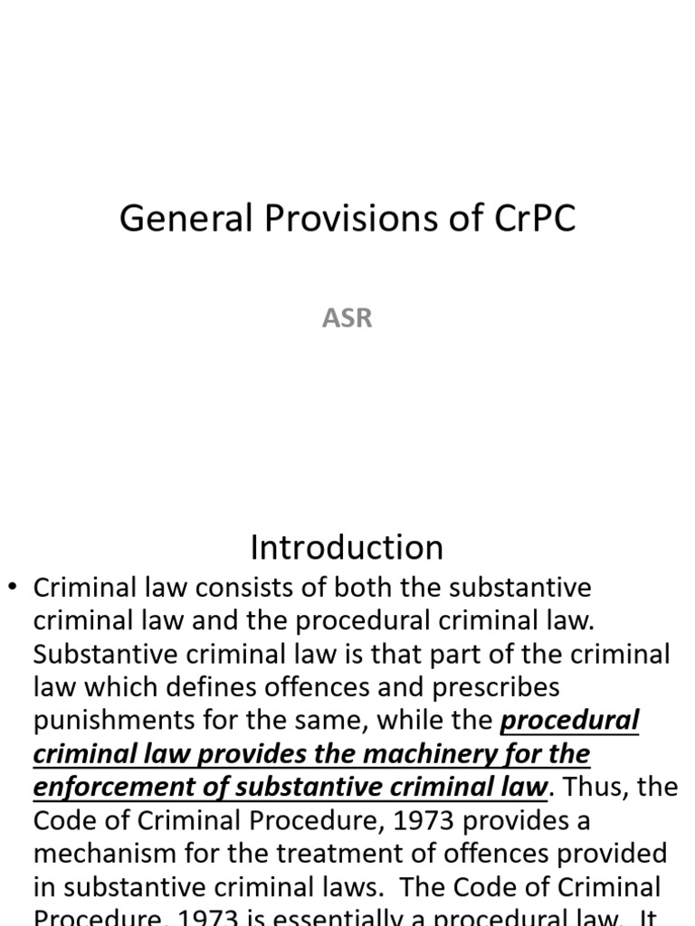 General Provisions of CrPC Overview | PDF | Prosecutor | Bail