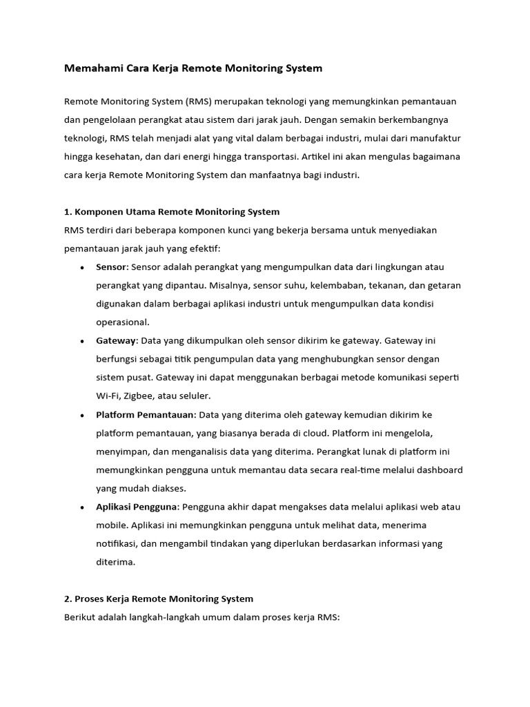 Memahami Cara Kerja Remote Monitoring System | PDF Memahami Cara Kerja Remote Monitoring System | PDF