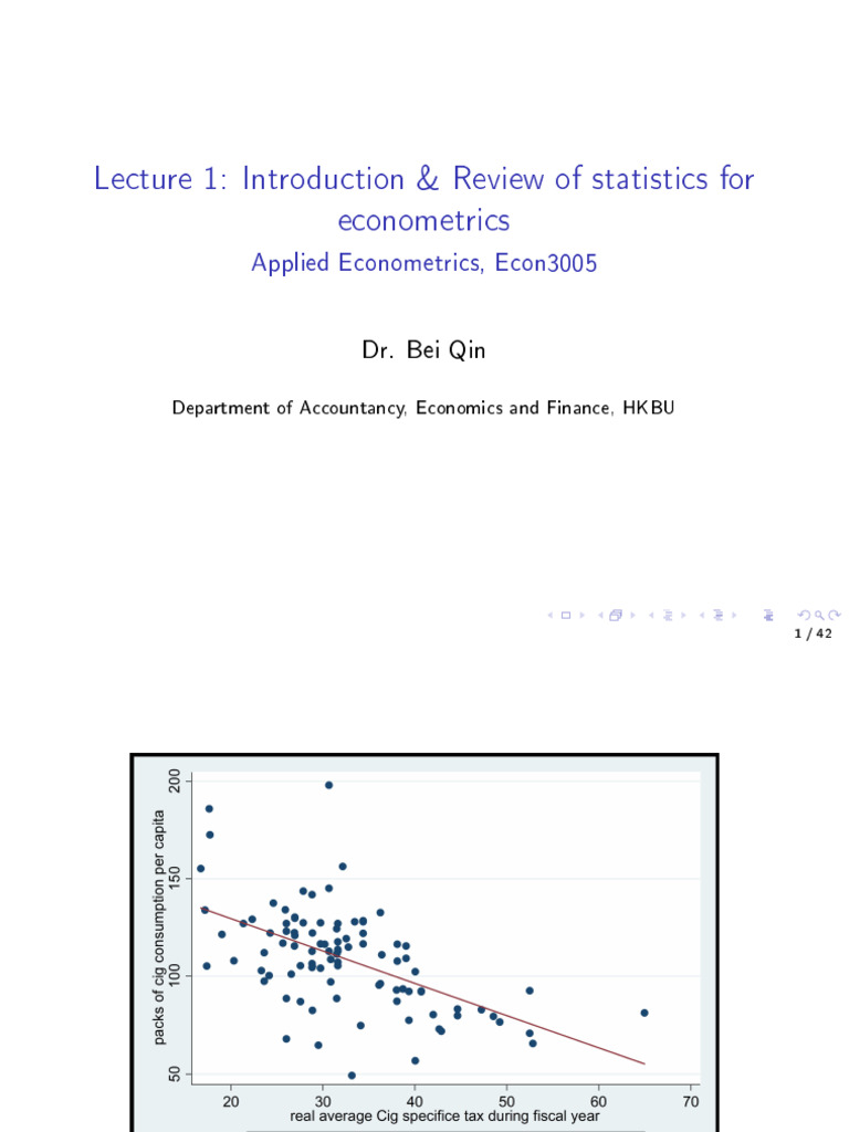 Review of Statistics Econ3005 L1 AEF | PDF | Probability Distribution | Covariance