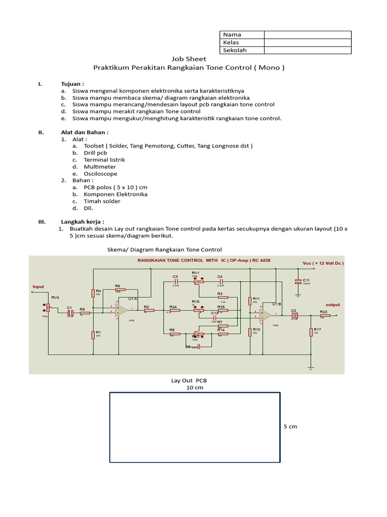 Tugas PRE Job Sheet Tone Control RC4558 | PDF