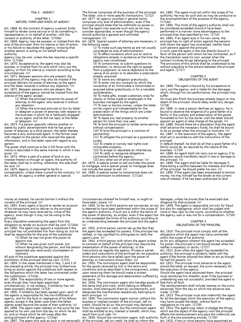 Agency Trust and Partnership Codal | PDF | Law Of Agency | Partnership