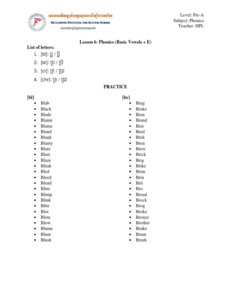Phonics Consonant Blends | PDF