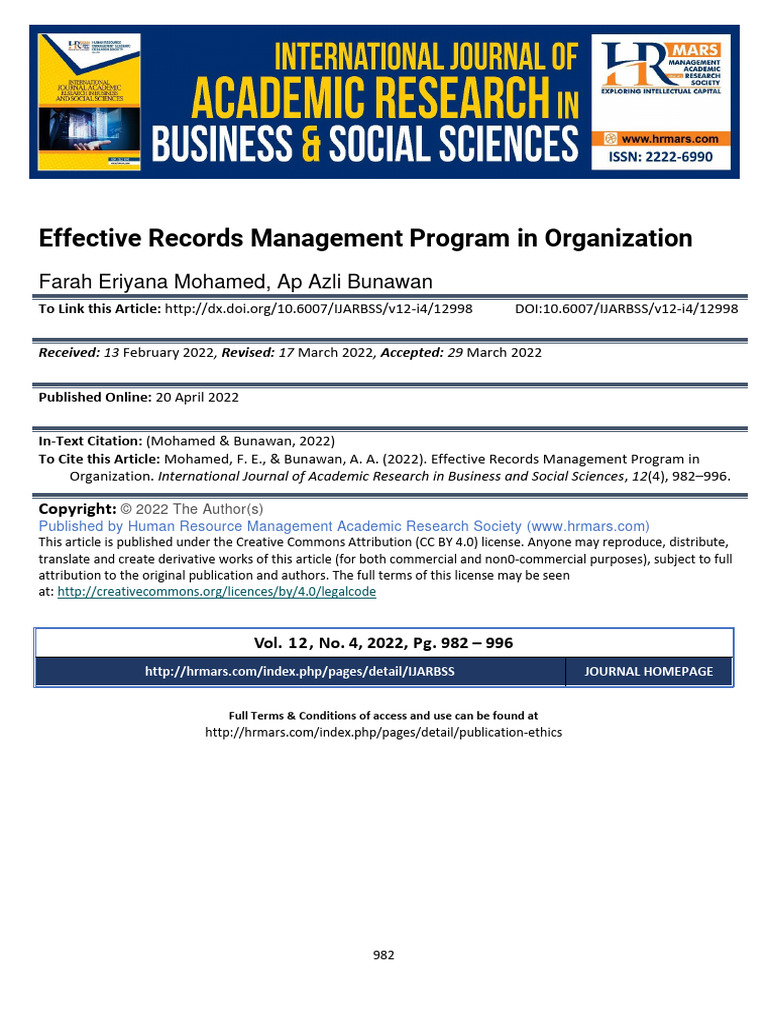 Article 1-Effective Records Management Program in Organization ...