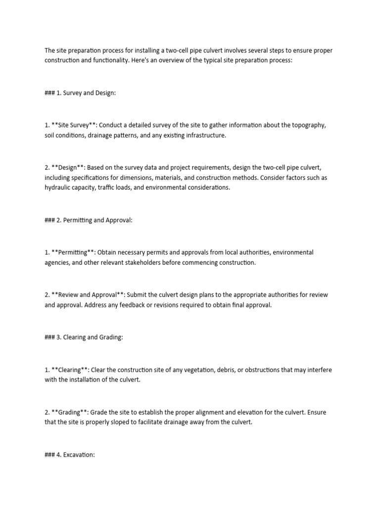 SITE preparation for culvert | Download Free PDF | Drainage | Earth ...