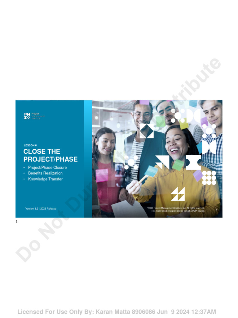 Lesson6 Close The Project | PDF | Project Management | Risk