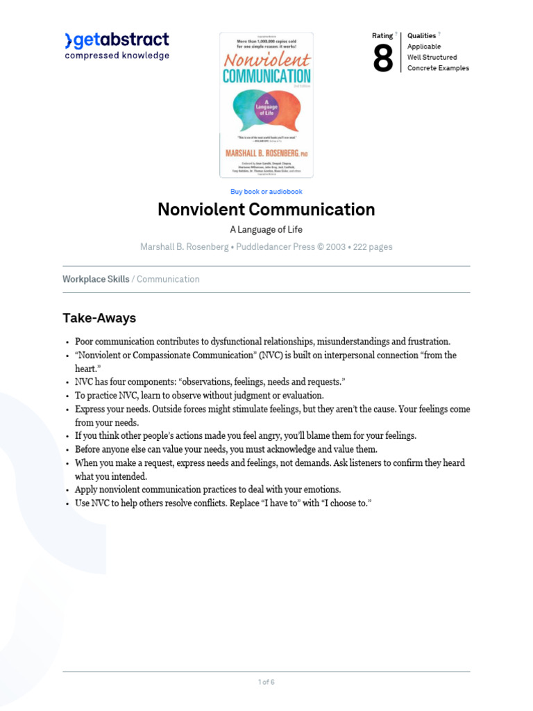 Nonviolent Communication Insights | PDF | Psychology | Psychological ...