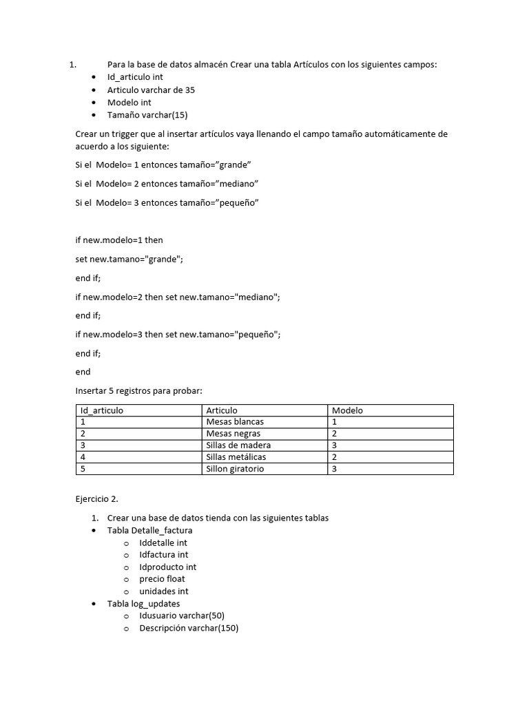 Triggers y Tablas en Bases de Datos SQL | PDF | SQL | Bases de datos