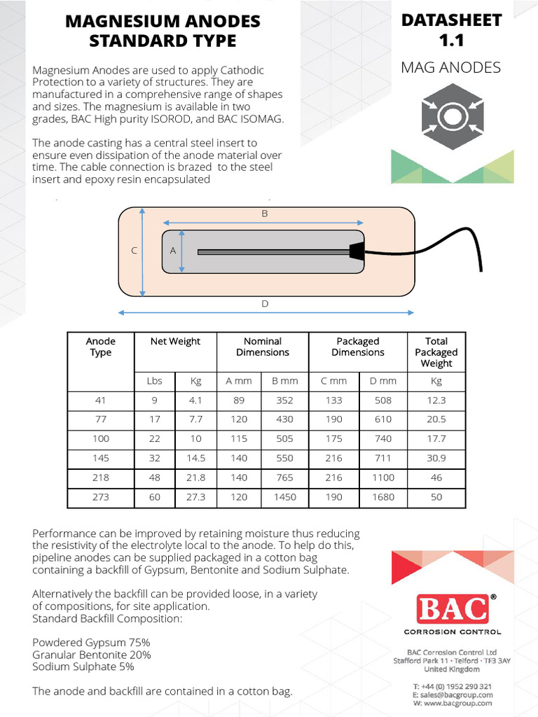 Magnesium Anodes Standard | PDF | Anode | Magnesium