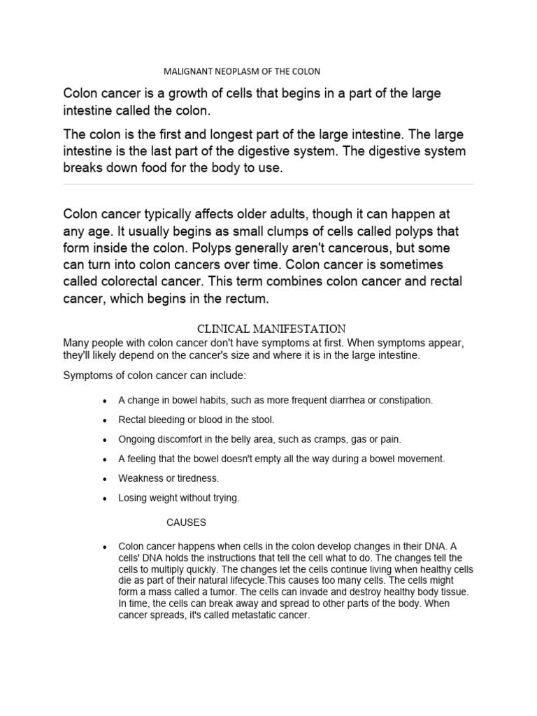 Colon Cancer | PDF | Colorectal Cancer | Cancer