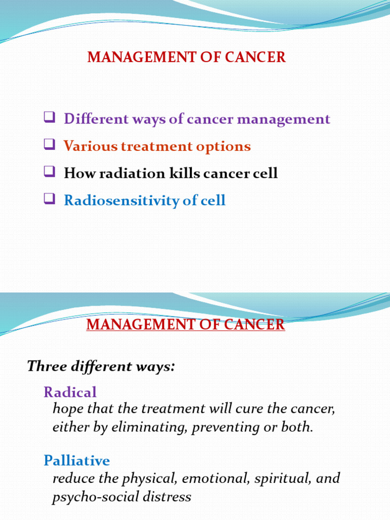 PH504 - L7 - Management of Cancer | PDF | Radiation Therapy | Cancer