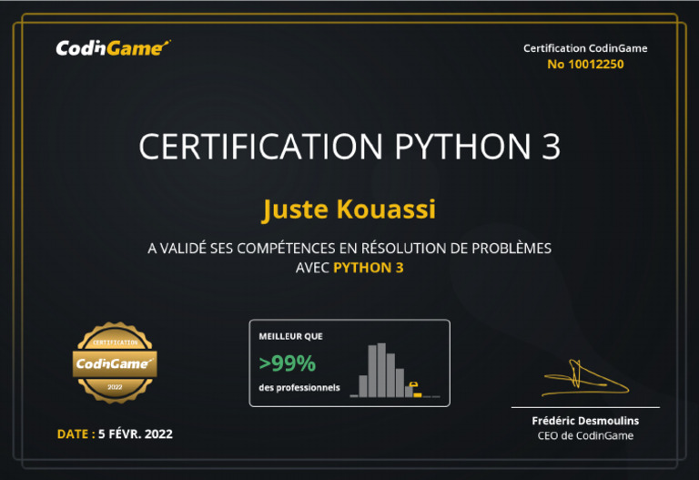 Certification Codingame Python3 | PDF