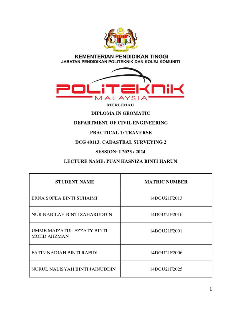 Report Traverse Cadastral 2 | PDF | Surveying | Geographical Technology
