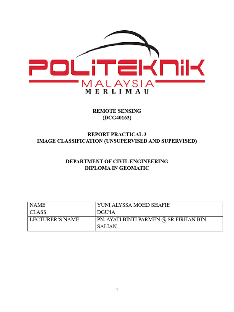 REPORT PRACTICAL 3 REMOTE SENSING | PDF | Statistical Classification ... REPORT PRACTICAL 3 REMOTE SENSING | PDF | Statistical Classification ...