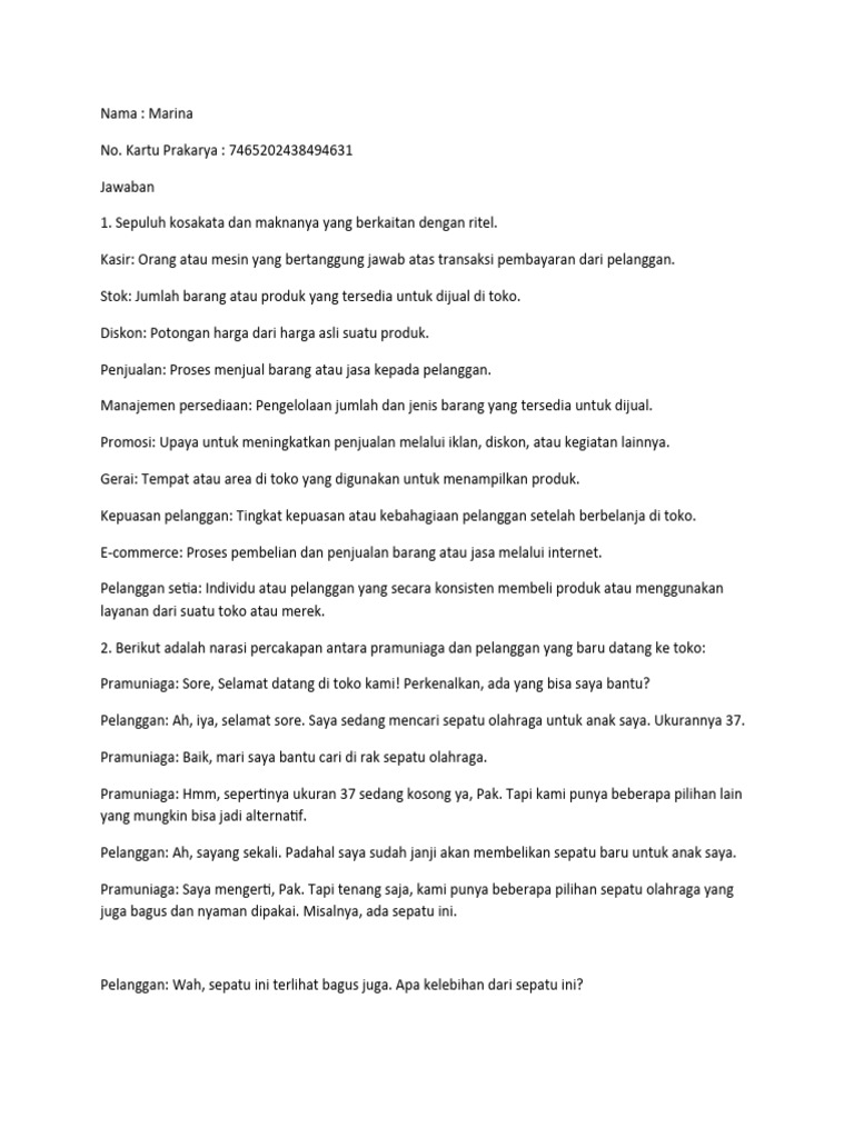 UK - Teknik Melayani Pelanggan - Marina | PDF