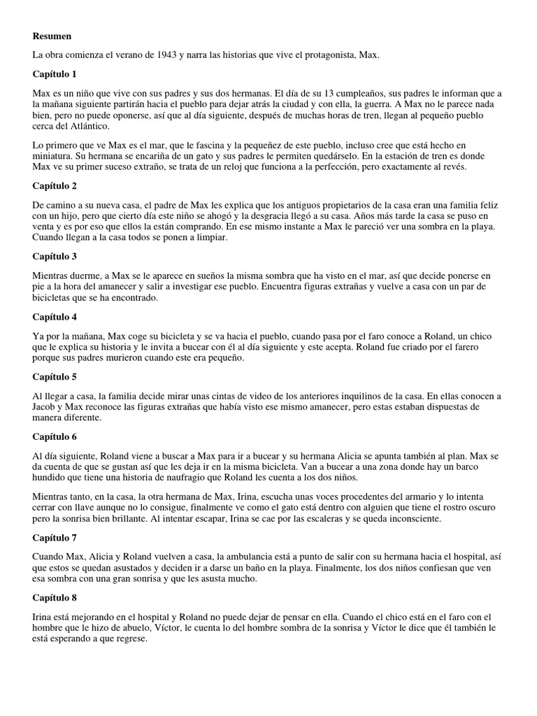 El Principe de la Niebla resumen capitulos | PDF