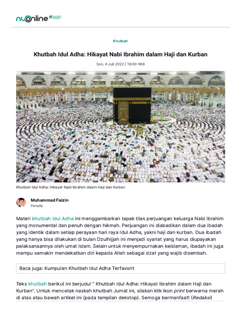 Hikayat Nabi Ibrahim dalam Haji dan Kurban | PDF