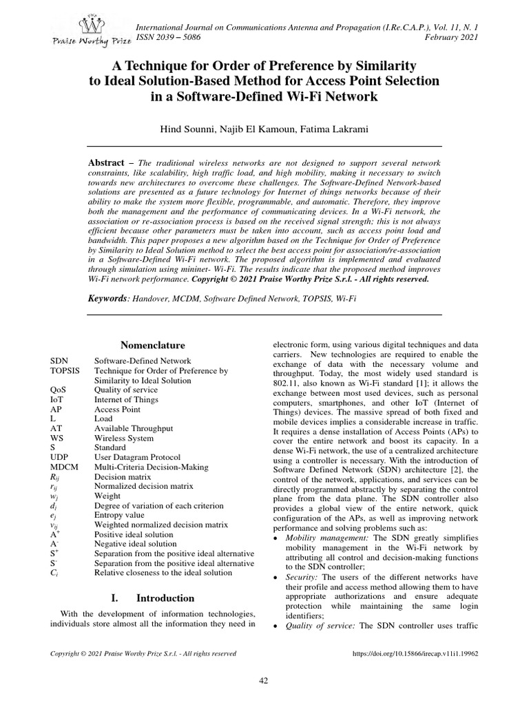 A Technique For Order of Preference by Similarity | PDF | Mimo | Computer Network