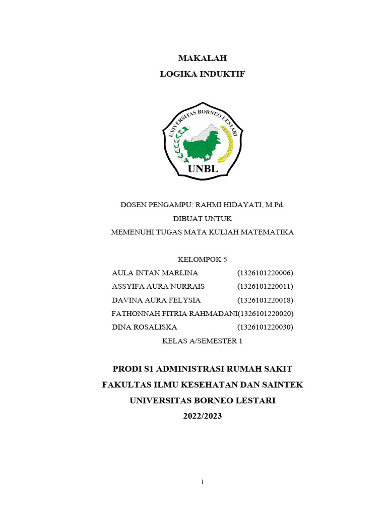 Matematika Kel.5 Logika Induktif | PDF | Sains & Matematika
