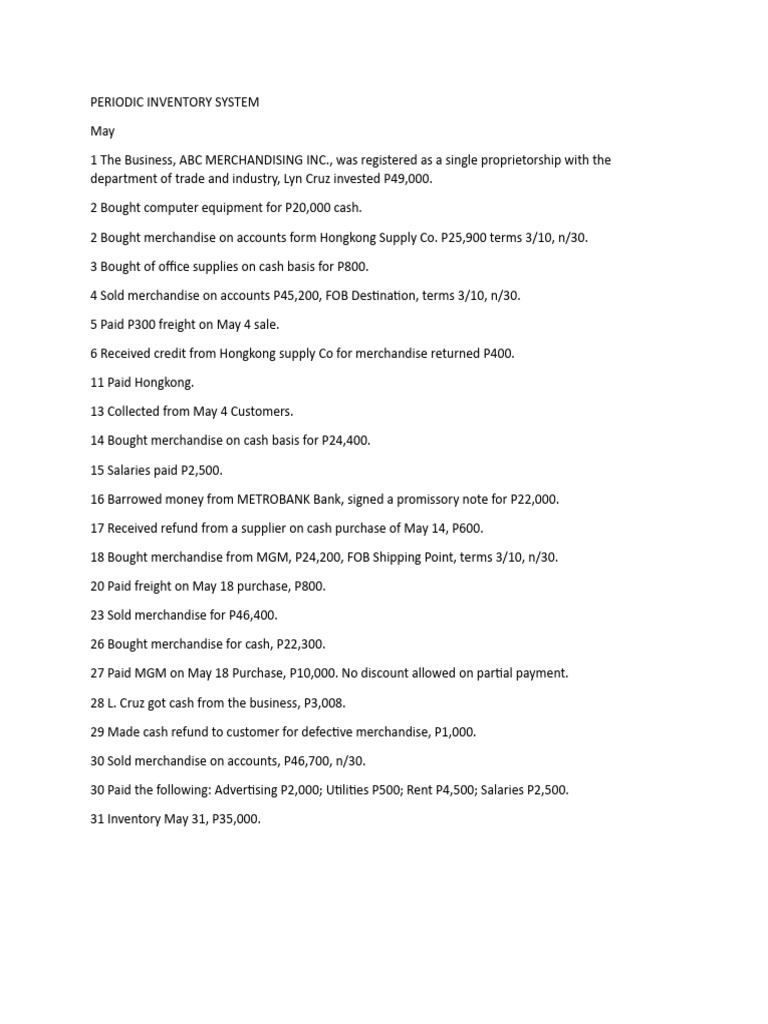 PERIODIC INVENTORY SYSTEM | PDF