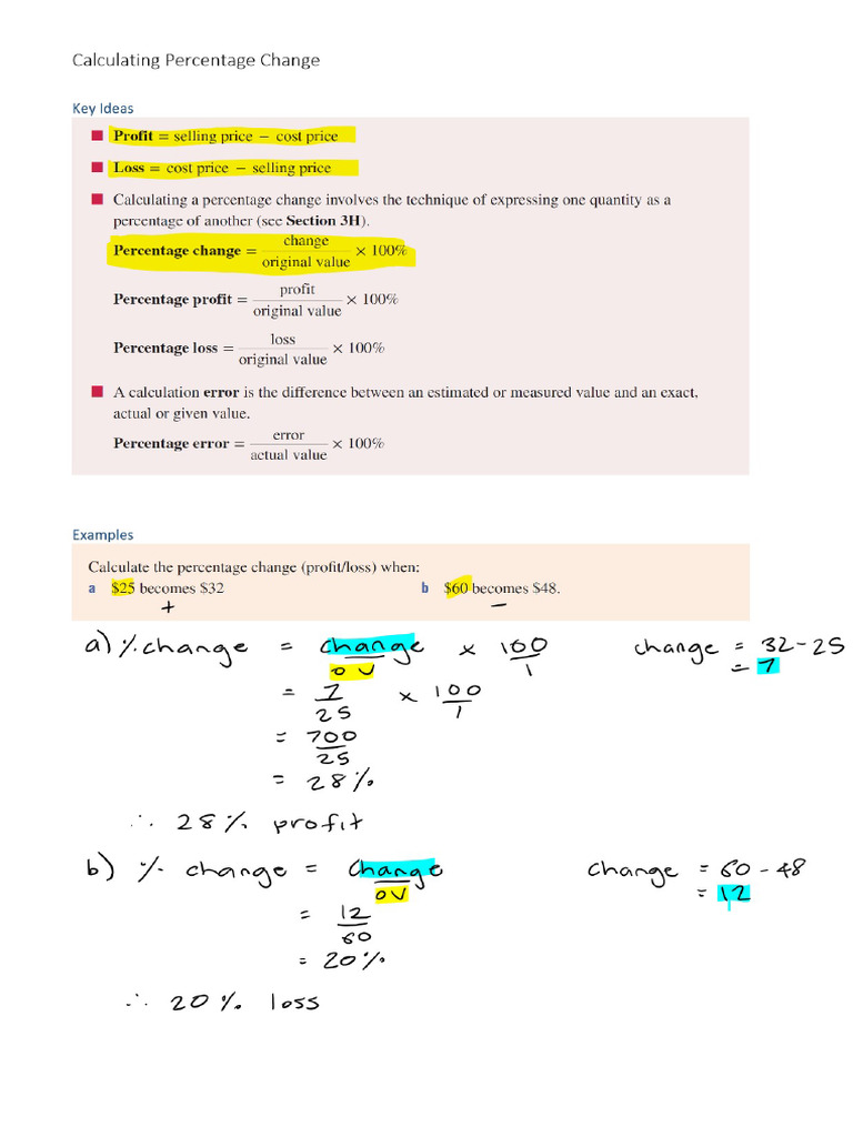 Percentage Change | PDF