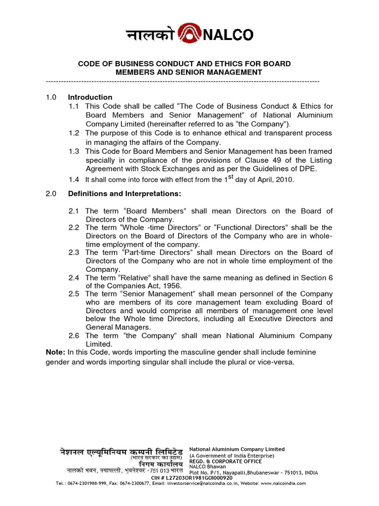 CodeofConduct | PDF | Risk | Integrity