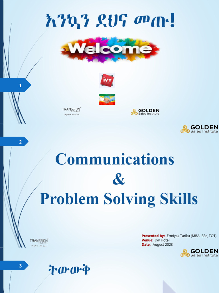 Communications & Problem-Solving Skills - GOLDEN (Ivy Hotel-Aug 2023) | PDF | Communication ...