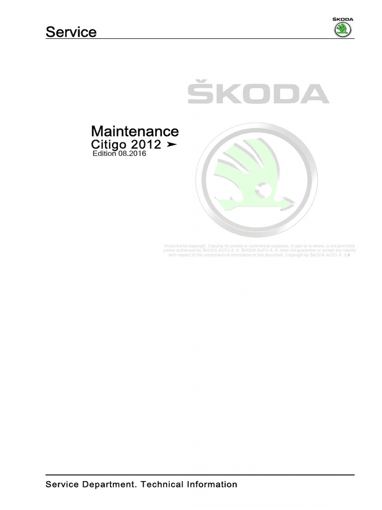 ŠKODA Citigo 2012 Service Plan Guide | PDF | Trunk (Car) | Tire
