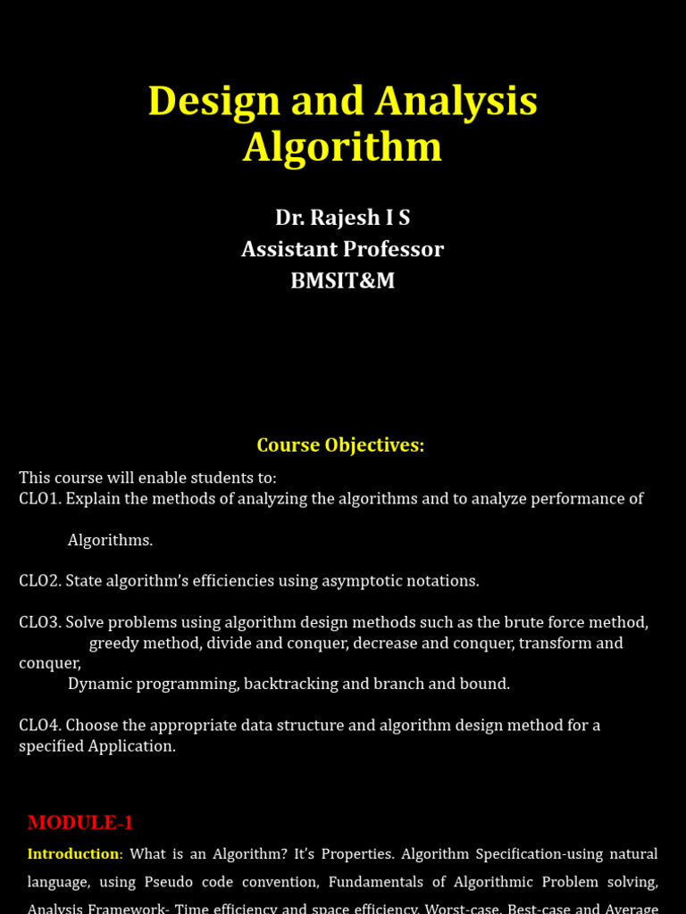 DAA Module-1-1 | PDF | Algorithms | Time Complexity