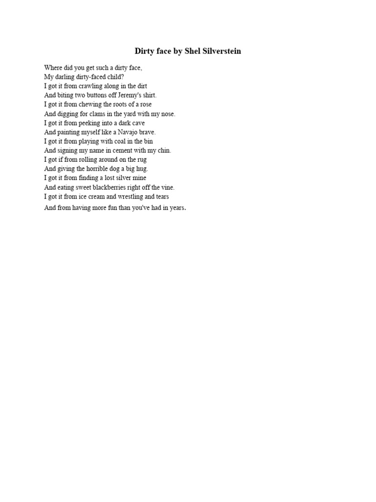 Dirty Face Poem | PDF