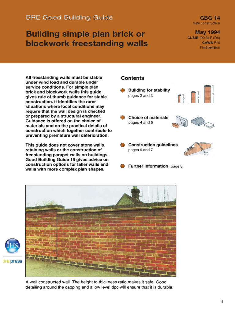 BRE Good Building Guide 14 Free Standing Walls | PDF | Home & Garden ...