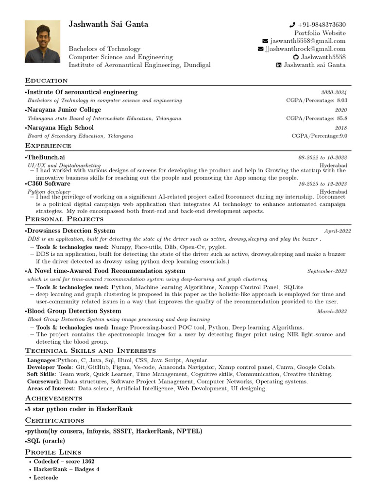 Overleaf Resume Jash Compressed | PDF | Deep Learning | Python (Programming Language)