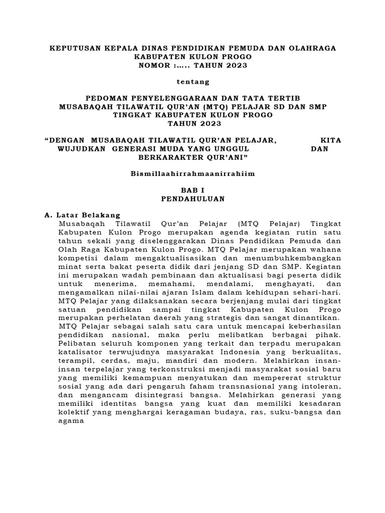 Juknis MTQ Pelajar 2023 | PDF