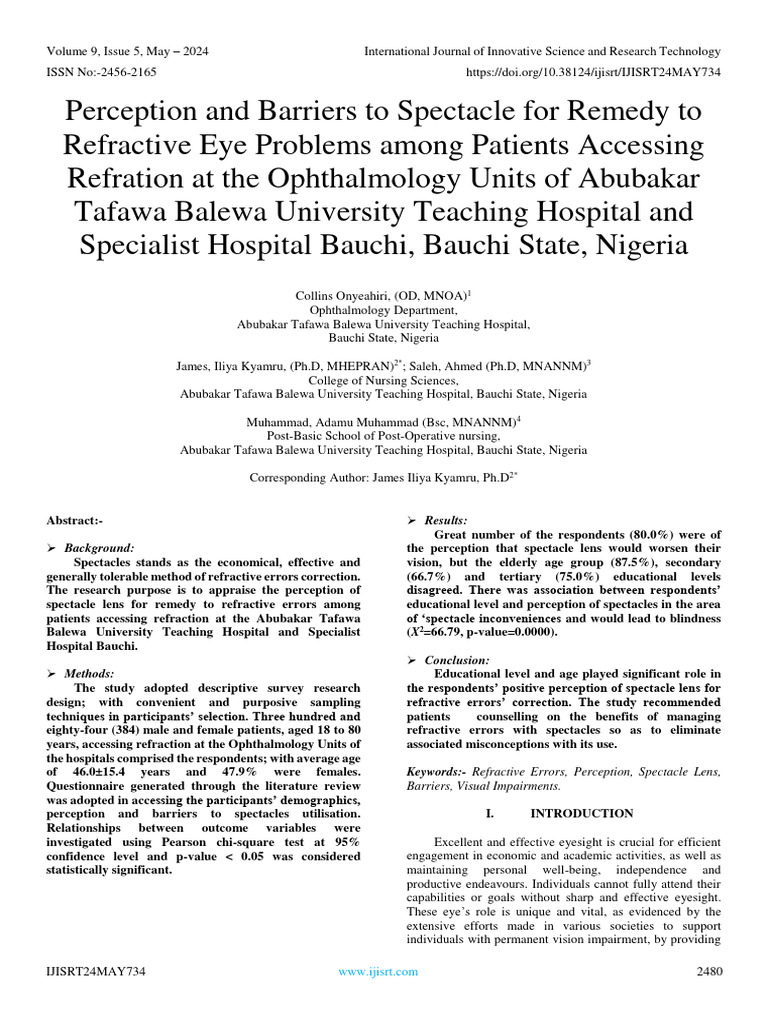 Keywords:-Refractive Errors, Perception, Spectacle Lens | PDF | Glasses ...