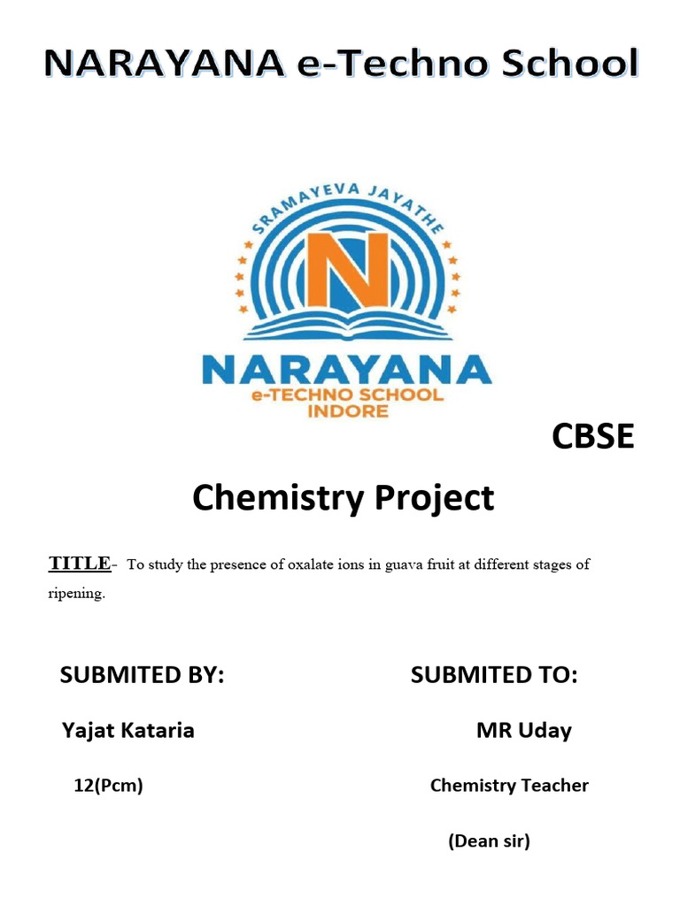CBSE Chemistry Project | Download Free PDF | Titration | Chemistry