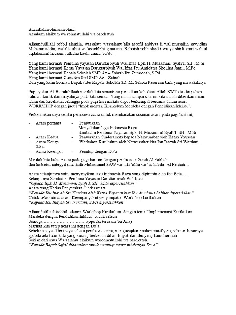 Naskah MC Workshop | PDF