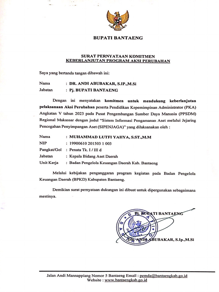 Surat Pernyataan Komitmen | PDF