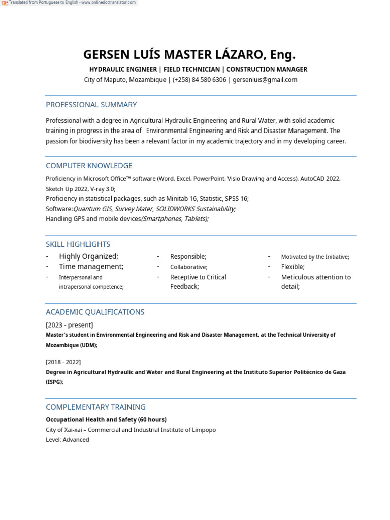 CV Ing | PDF | Agriculture | Irrigation