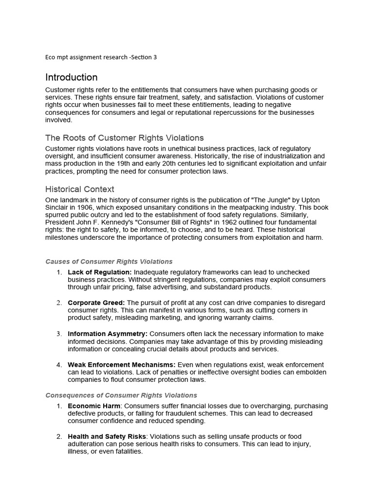 Section 3 Customer Rights Research | PDF | Consumer Protection ...