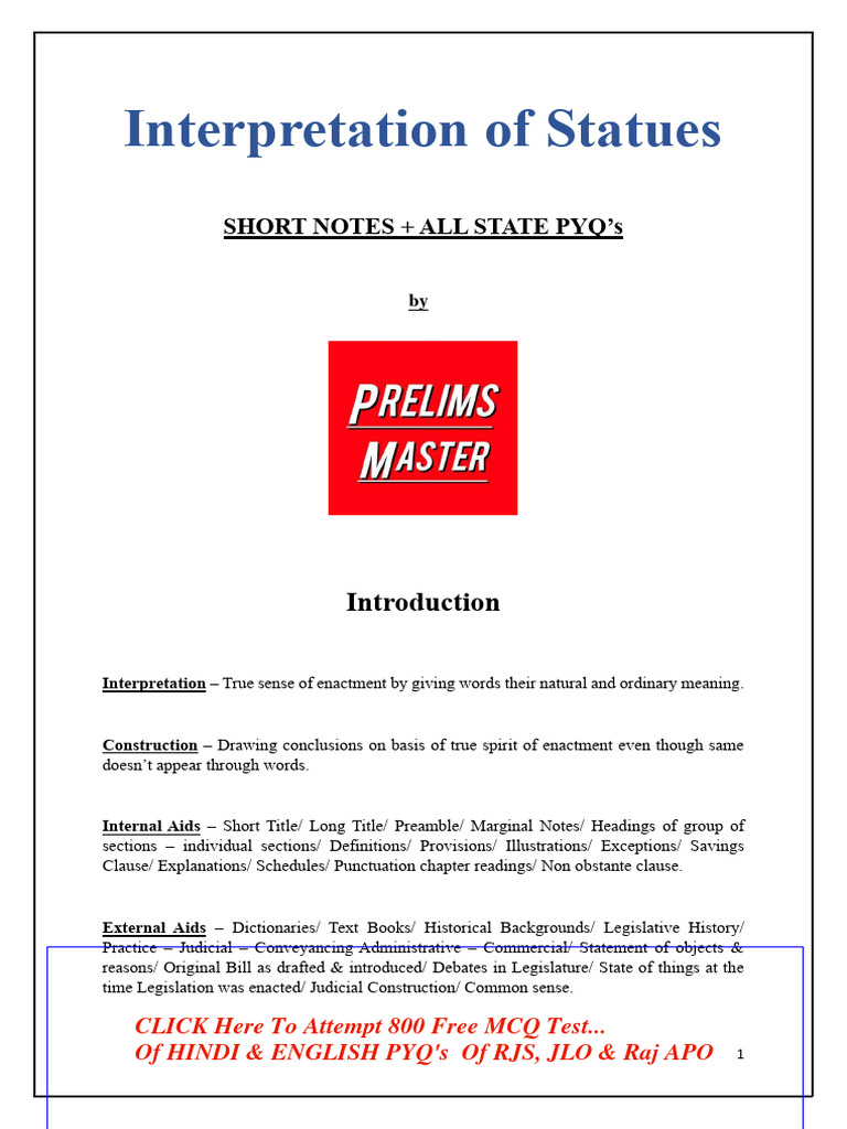 Interpretation of Statutes Overview | PDF | Bail | Injunction