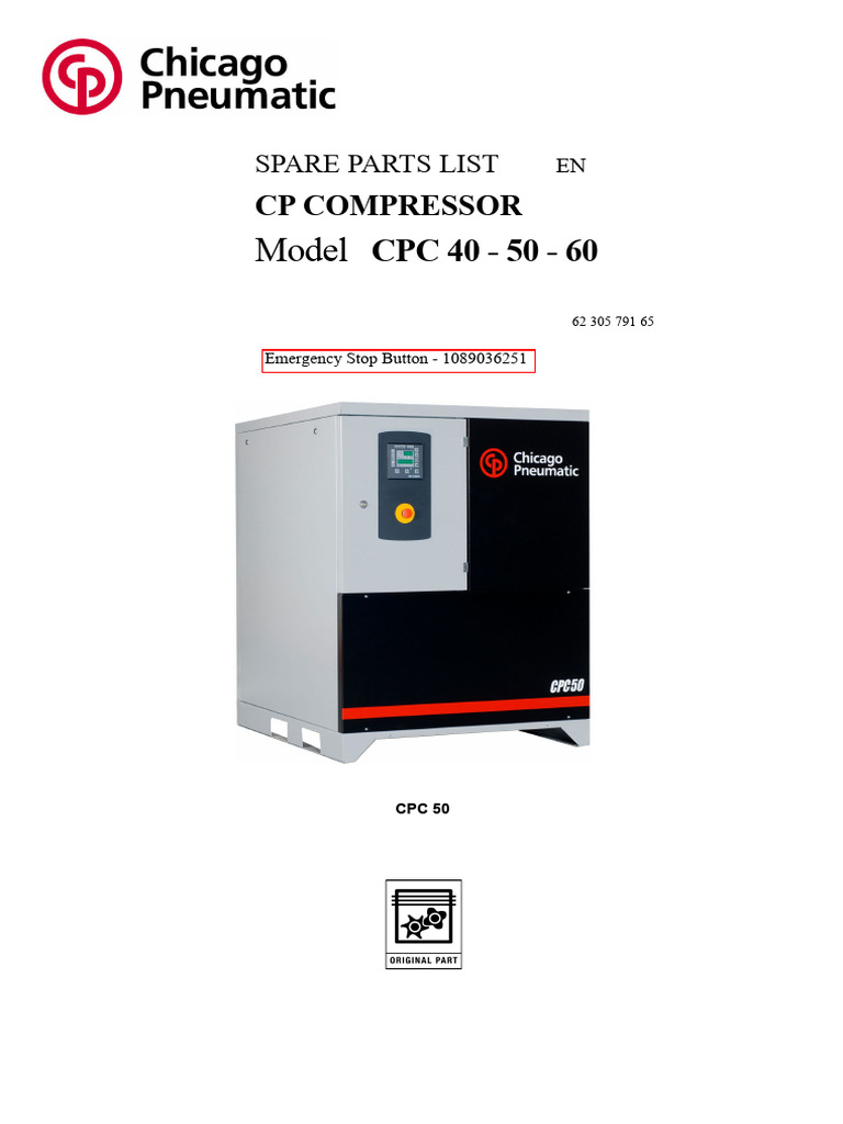 Chicago Pneumatic CPC 40-60 Parts List | PDF | Valve | Mechanical ...