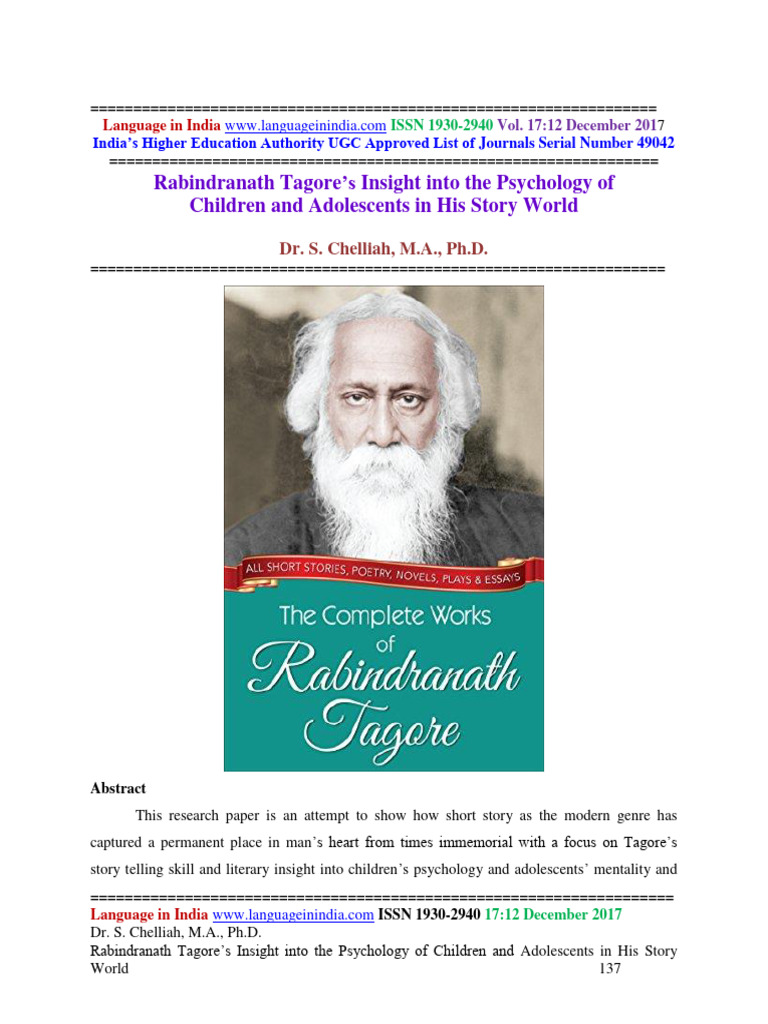 Rabindranath Tagore's Insight Into The Psychology of Children and ...